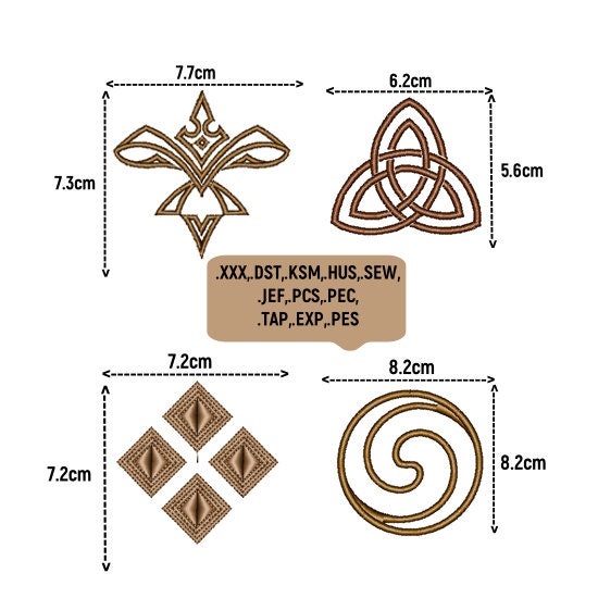 Abstract Shapes Embroidery Design Pack - 9 Different Designs, 4x4 Hoop ...