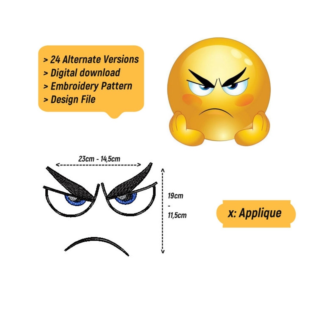 Adorable Angry Emoji Pillow Design Playful Kids Room Stitching Pattern ...