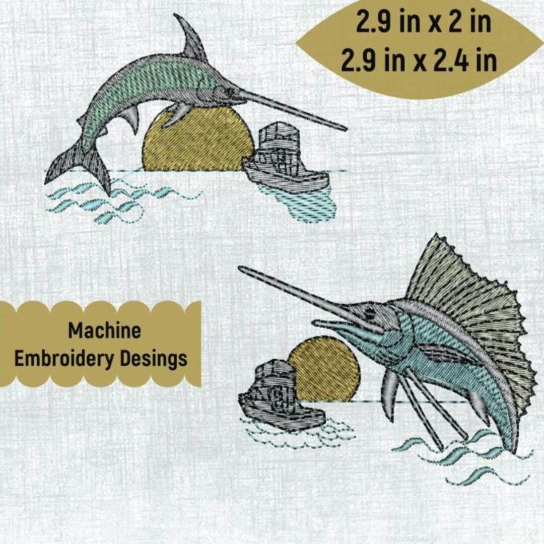 Unique Swordfish Embroidery Design | 4x4 Hoop | Easy DIY Pattern - Etsy