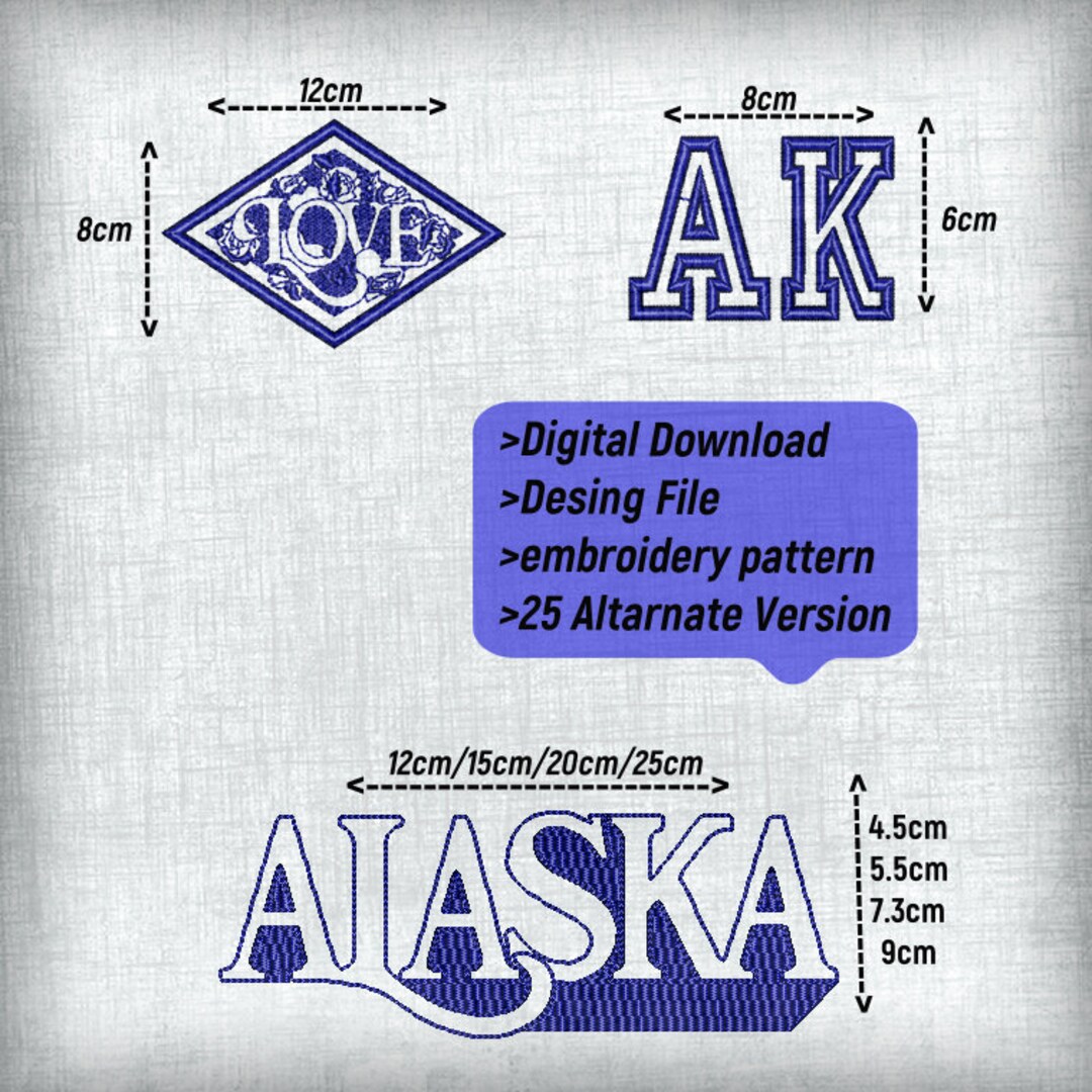 Alaska Embroidery DIY Kit - Set of 3 Designs in 4 Sizes - Redeem Coupon ...