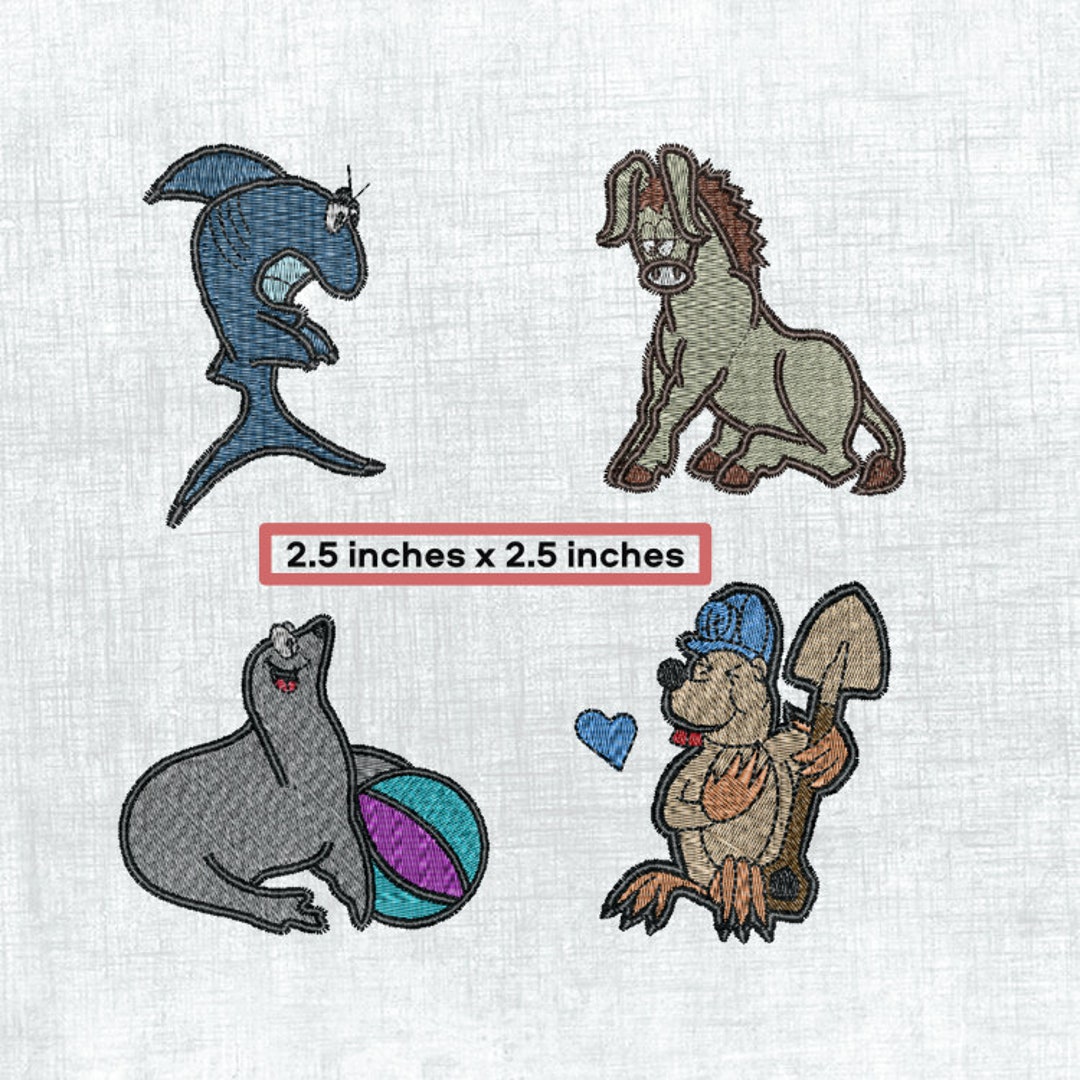 Adorable Animals Embroidery Set 4x4 Hoop, 4 Designs Instant Download - Etsy