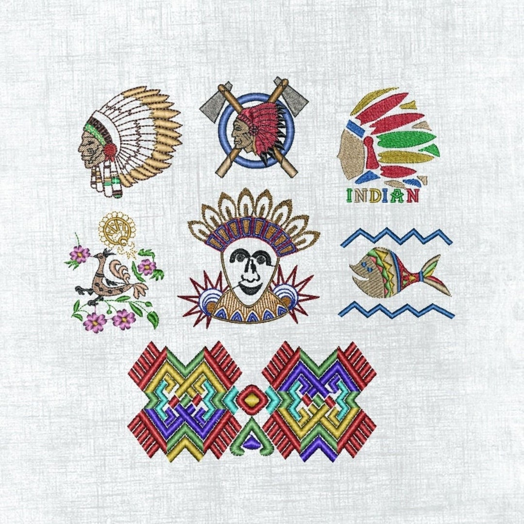 Native American Embroidery Design Set - 7 Patterns - Instant Download ...