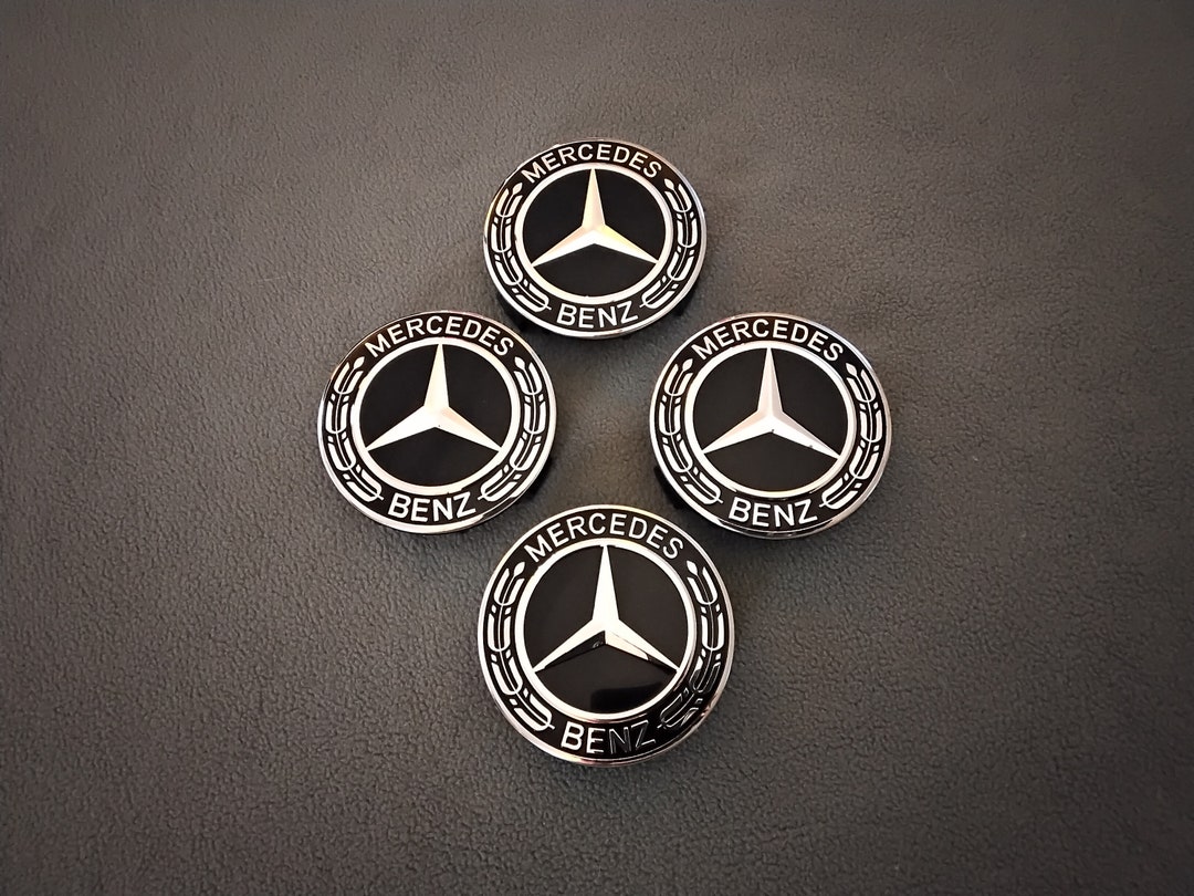 Mercedes Wheel Centre Cap Black and Chrome 75mm Set of 4 - Etsy