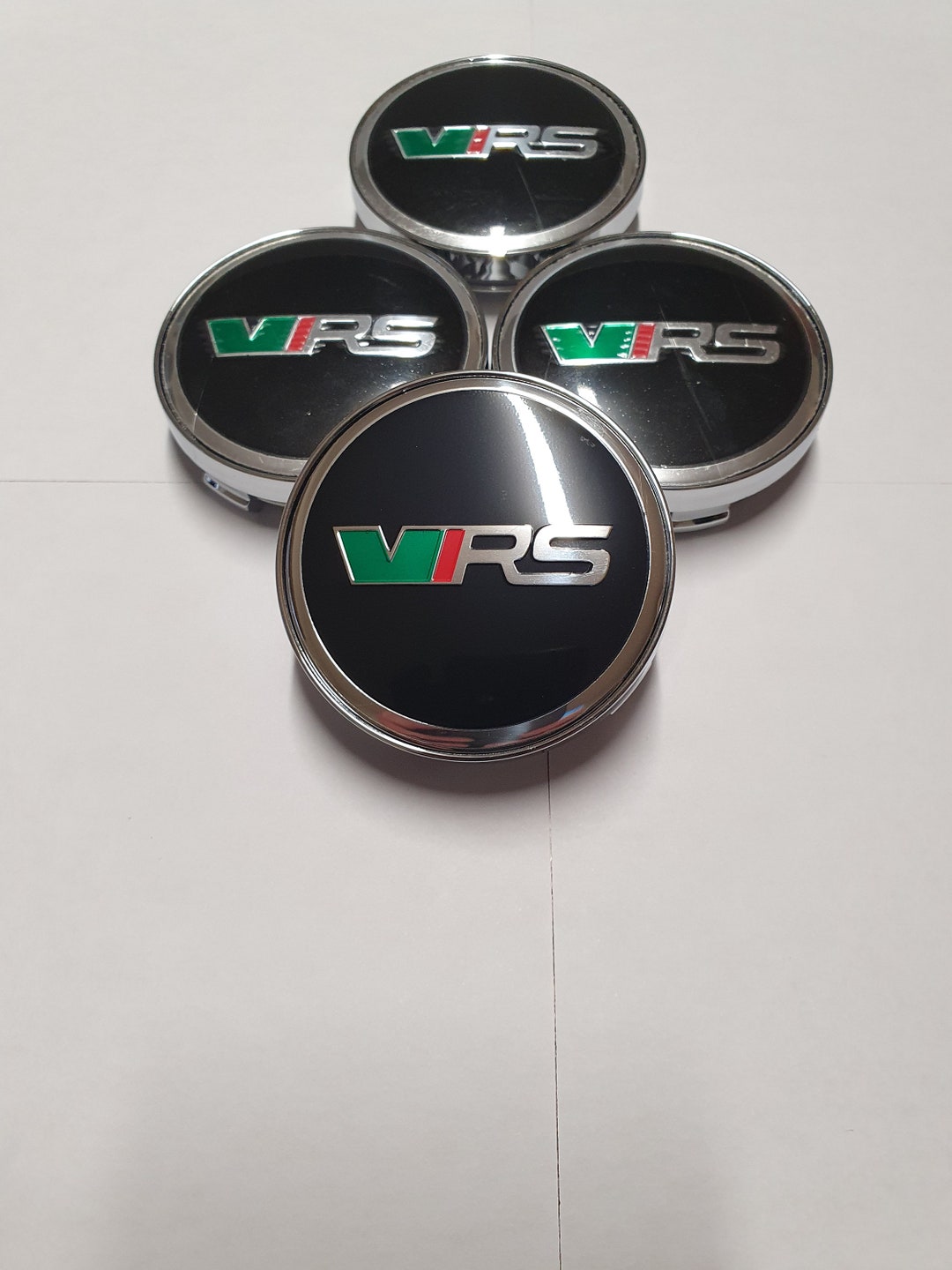 VRS 60mm Alloy Wheel Centre Caps X 4 Fabia,superb,rapid,yeti,roomster ...