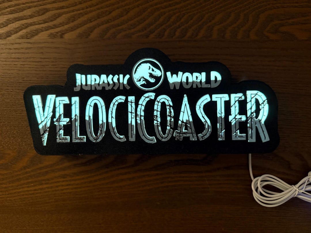 Jurassic World Velocicoaster Light Logo – Grey 3D Printed Decorative ...