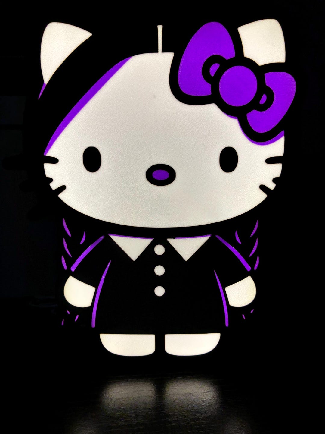 Hello Kitty Gothic Style / Wednesday Addams Light-up Figure - Backlit ...