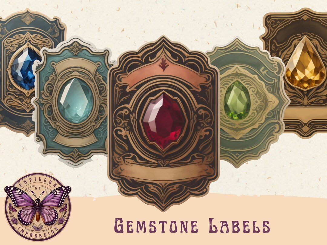 30 Gemstone Label Clipart Bundle Part 2 Vintage Retro - Etsy