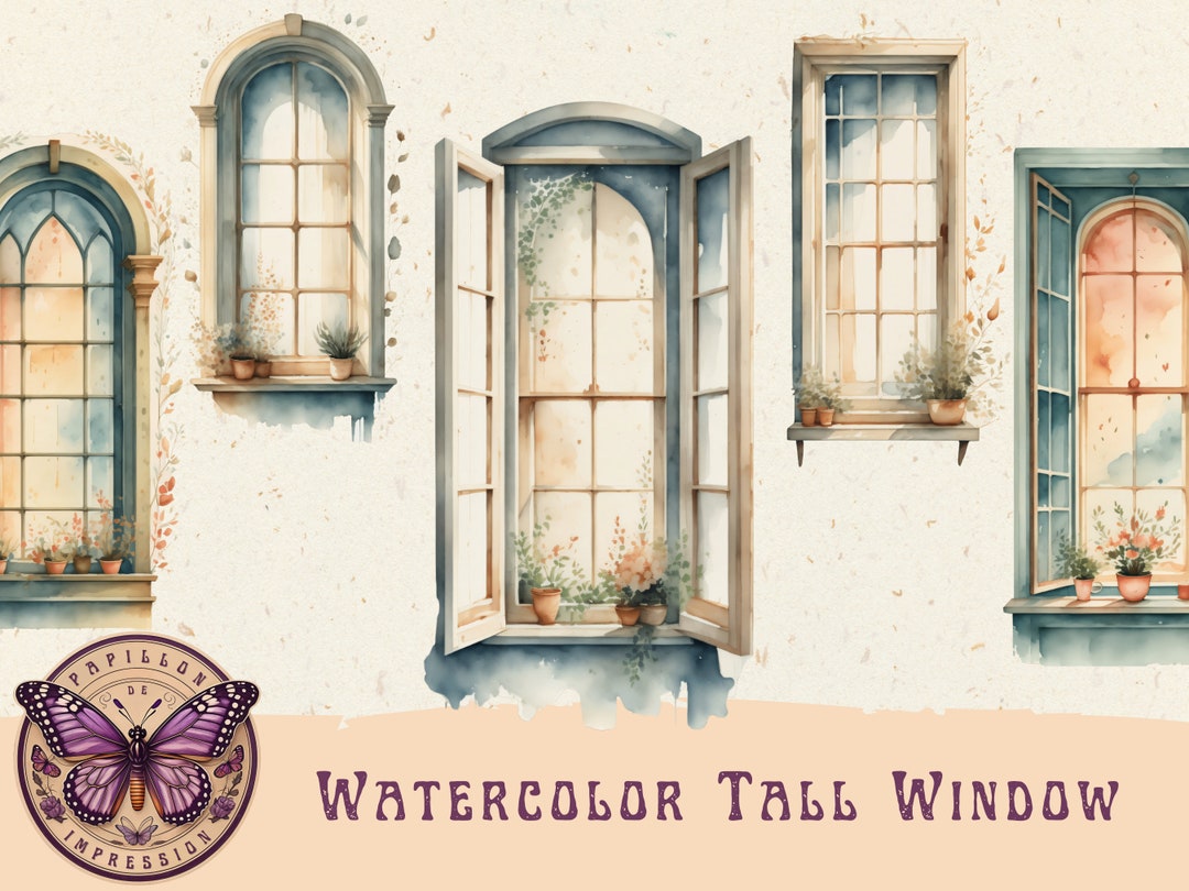 31 Watercolor Tall Window Clipart Bundle Vintage Retro - Etsy