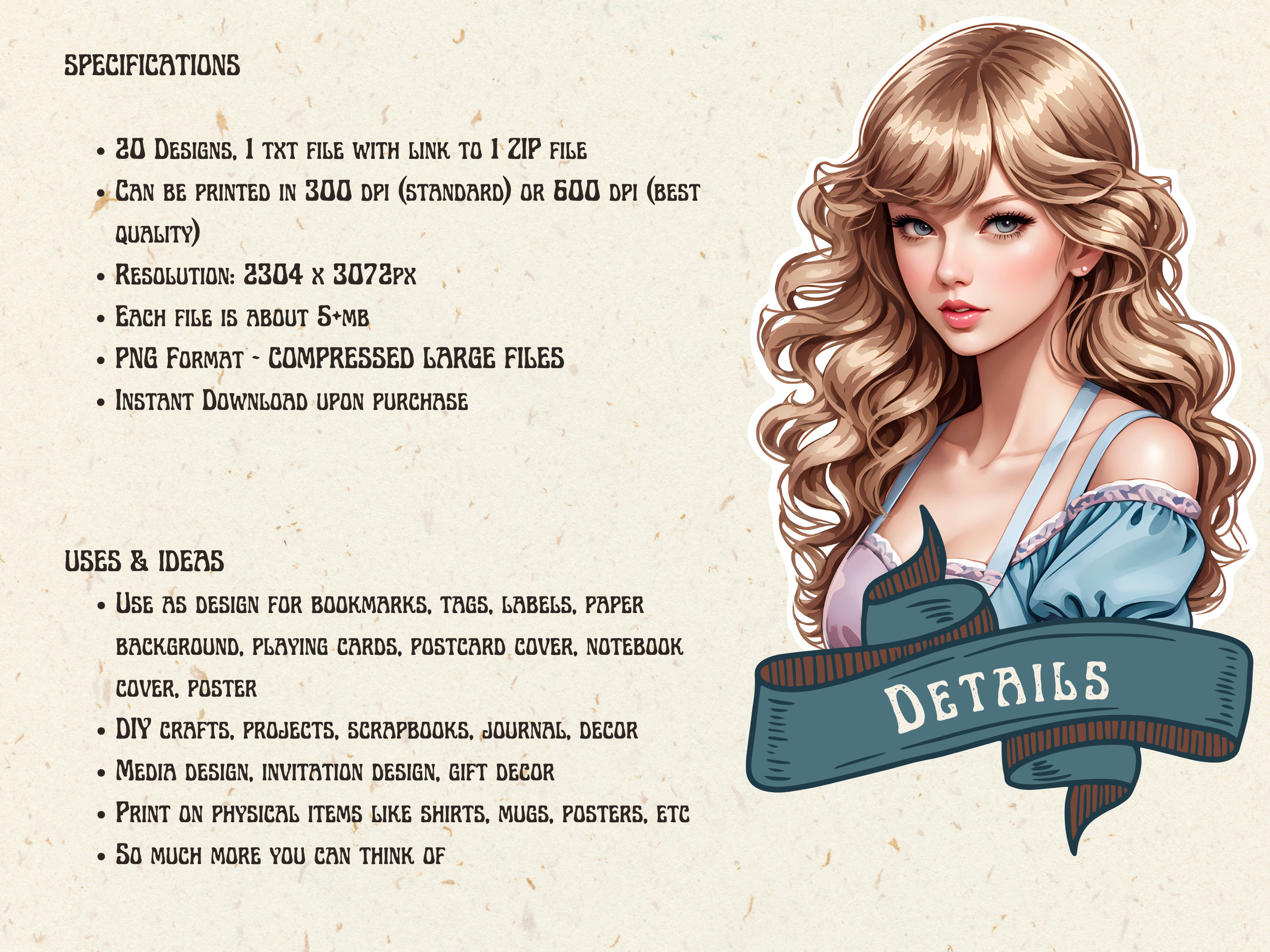 20 Kawaii Taylor Swift Inspired PNG Clipart Swifties Fussy Printable ...