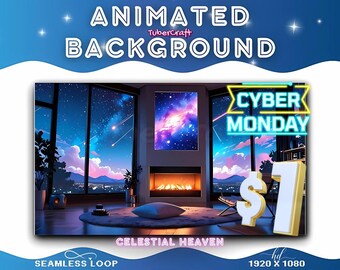 AETHER GLOW' Animierter VTuber & PNGTuber Gemütlicher Raum Hintergrund ...