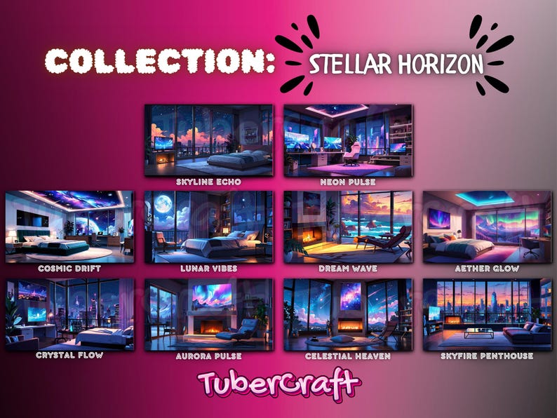 AETHER GLOW' Animierter VTuber & PNGTuber Gemütlicher Raum Hintergrund ...