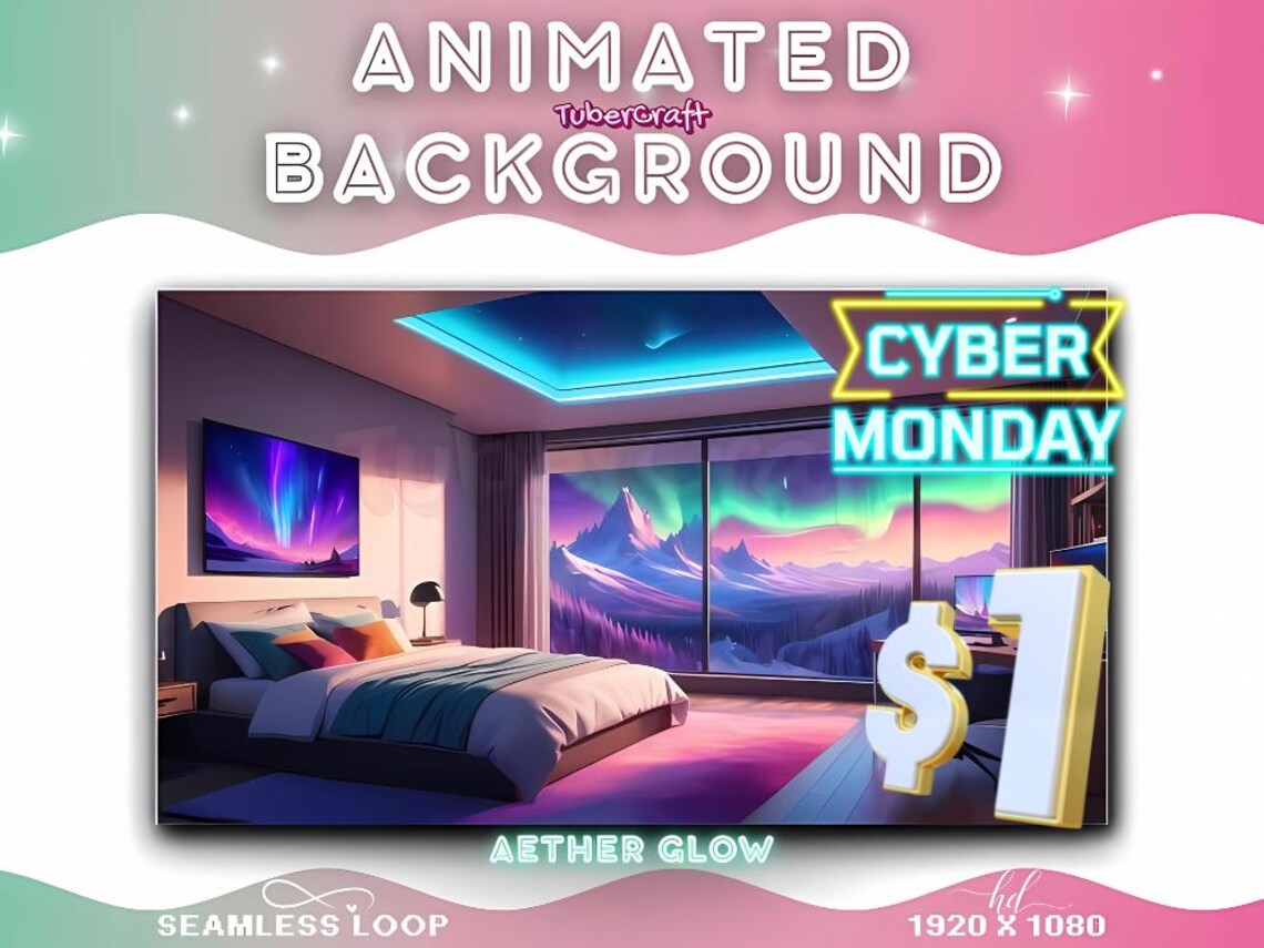 AETHER GLOW' Animierter VTuber & PNGTuber Gemütlicher Raum Hintergrund ...