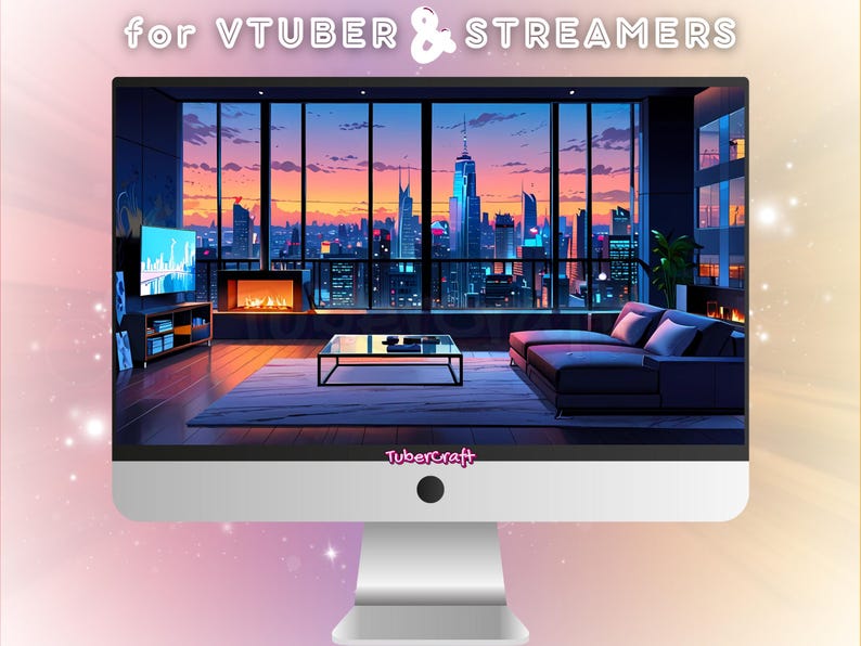 SKYFIRE PENTHOUSE' Animated Vtuber & Pngtuber Cozy Room Background Live ...