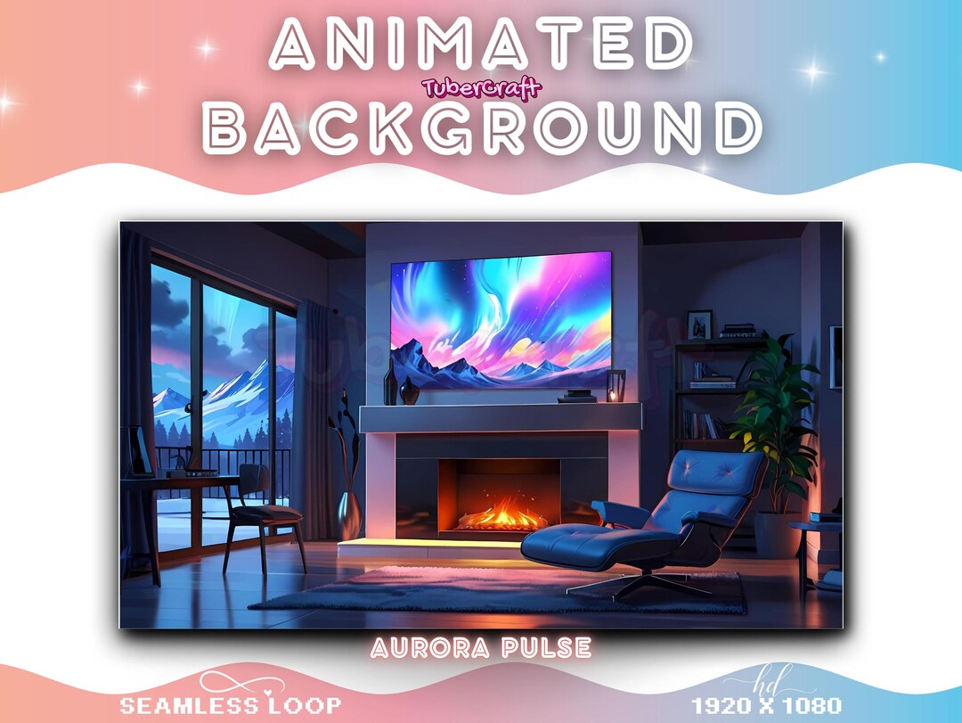 AURORA PULSE' Animated Vtuber & Pngtuber Cozy Room Background Live ...