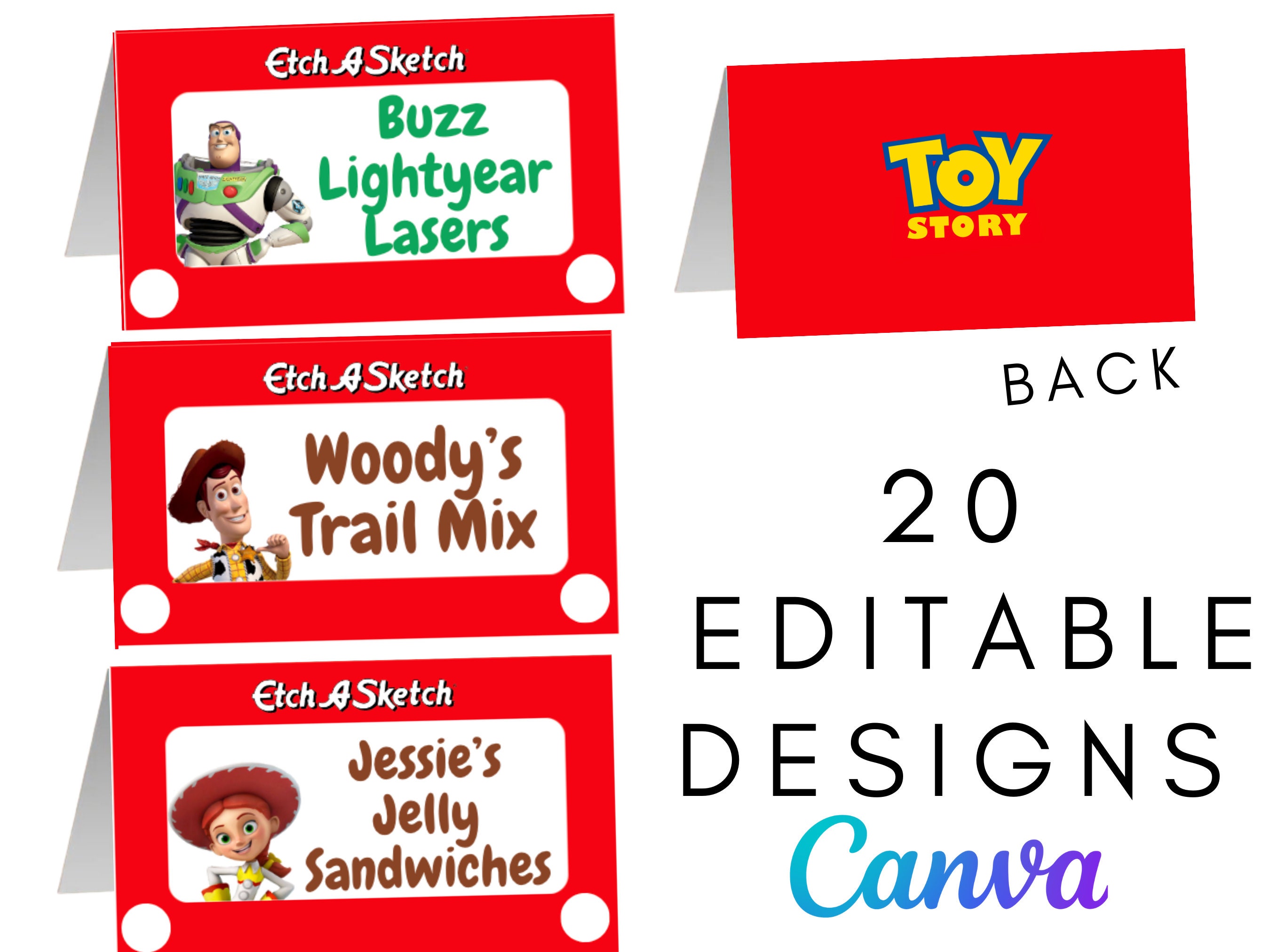 TOY STORY Birthday Decoration Place Cards & Food Labels, Toy Story ...