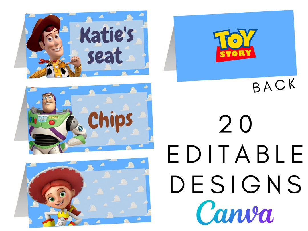 TOY STORY Birthday Decoration Place Cards & Food Labels, Toy Story ...