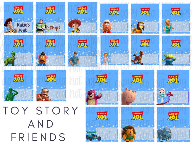 TOY STORY Birthday Decoration Place Cards & Food Labels, Toy Story ...