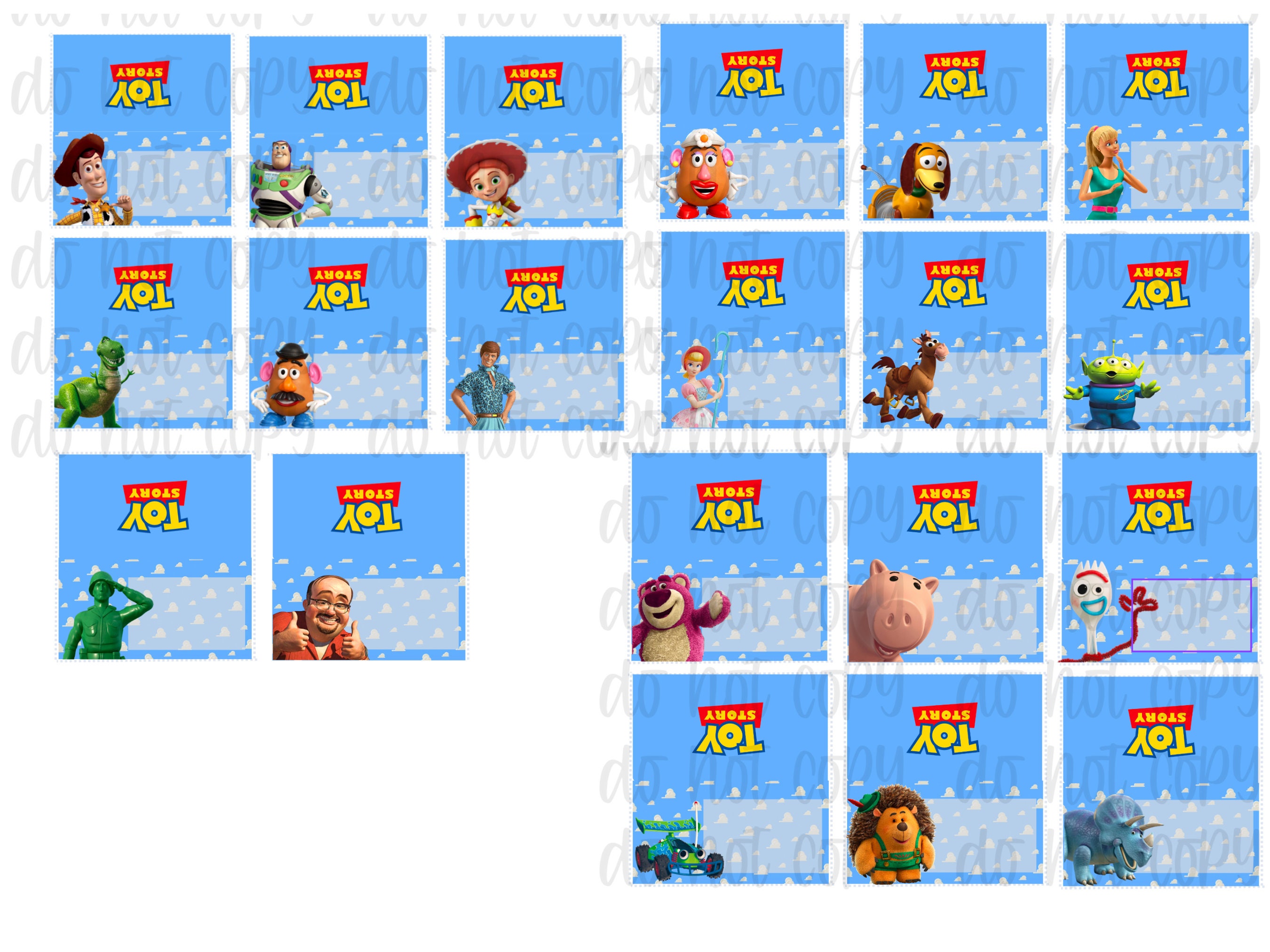 TOY STORY Birthday Decoration Place Cards & Food Labels, Toy Story ...