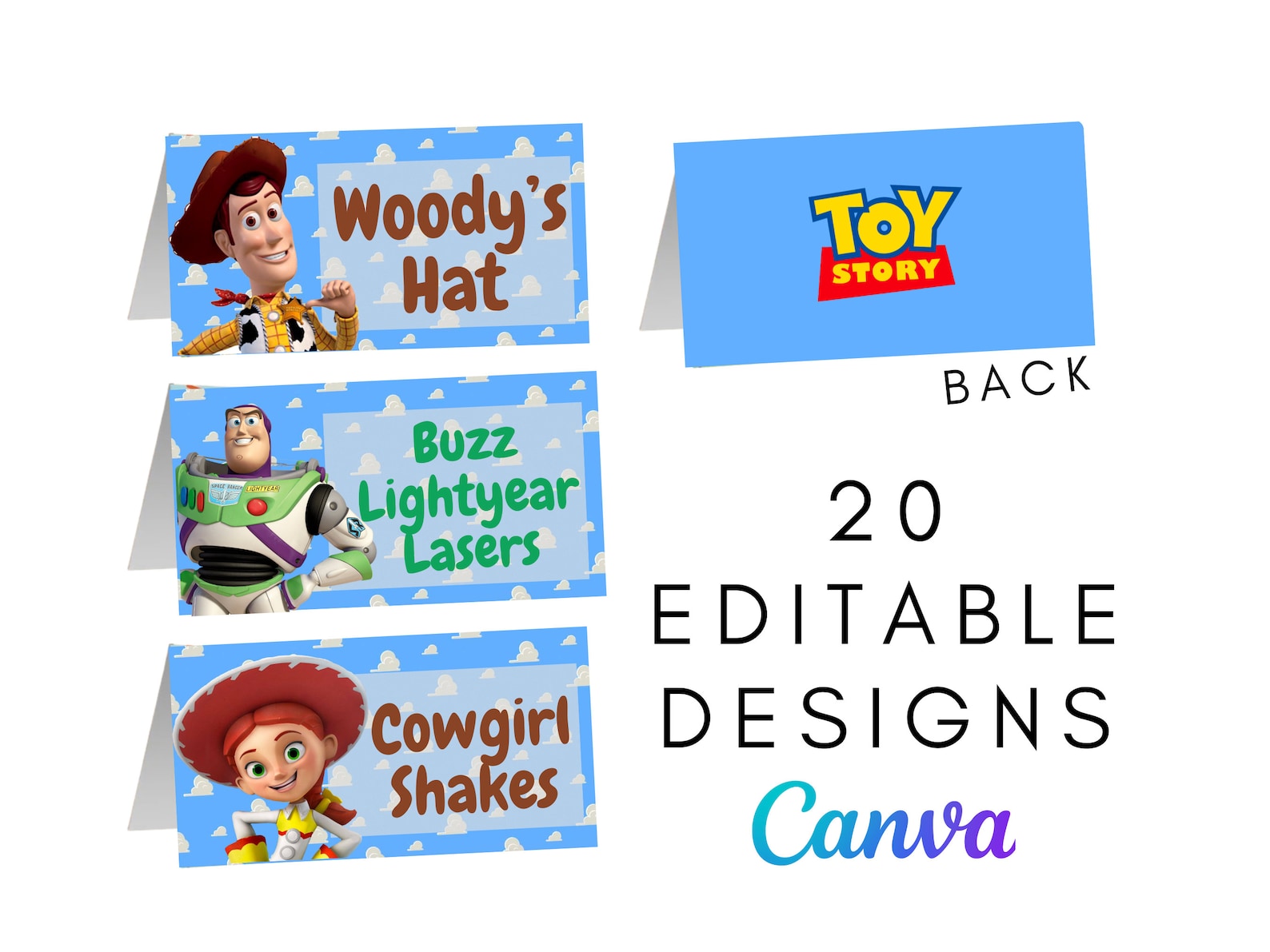 TOY STORY Birthday Decoration Place Cards & Food Labels, Toy Story ...