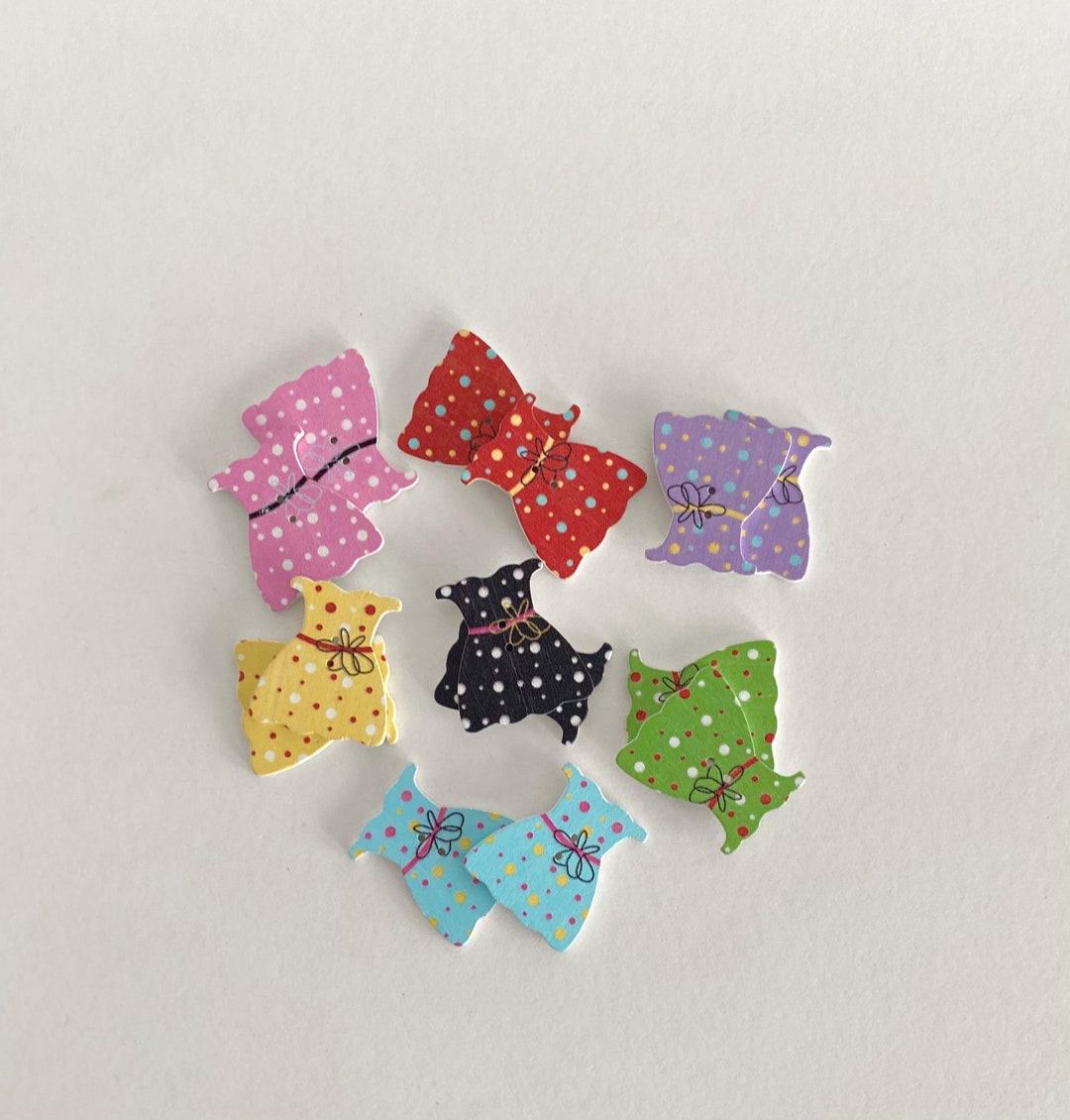 Novelty Wood Dress Shape Buttons, Craft Buttons, Scrapbook ...