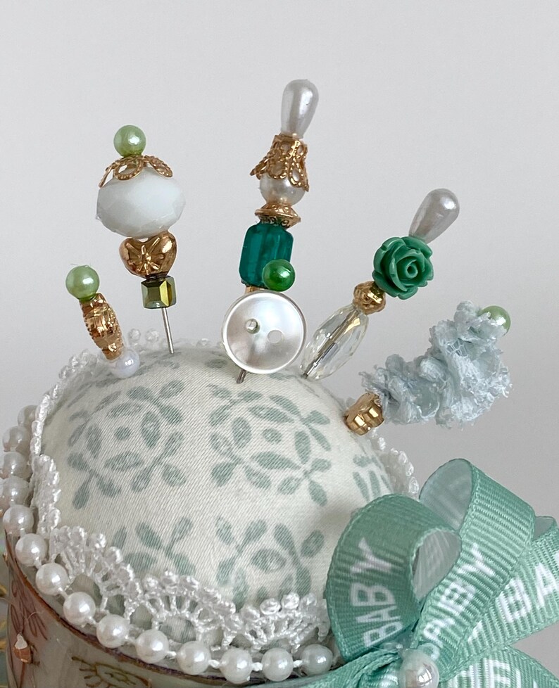 Baby Shower Gift Teacup Pincushion • Handmade Upcycled Sewing Room ...
