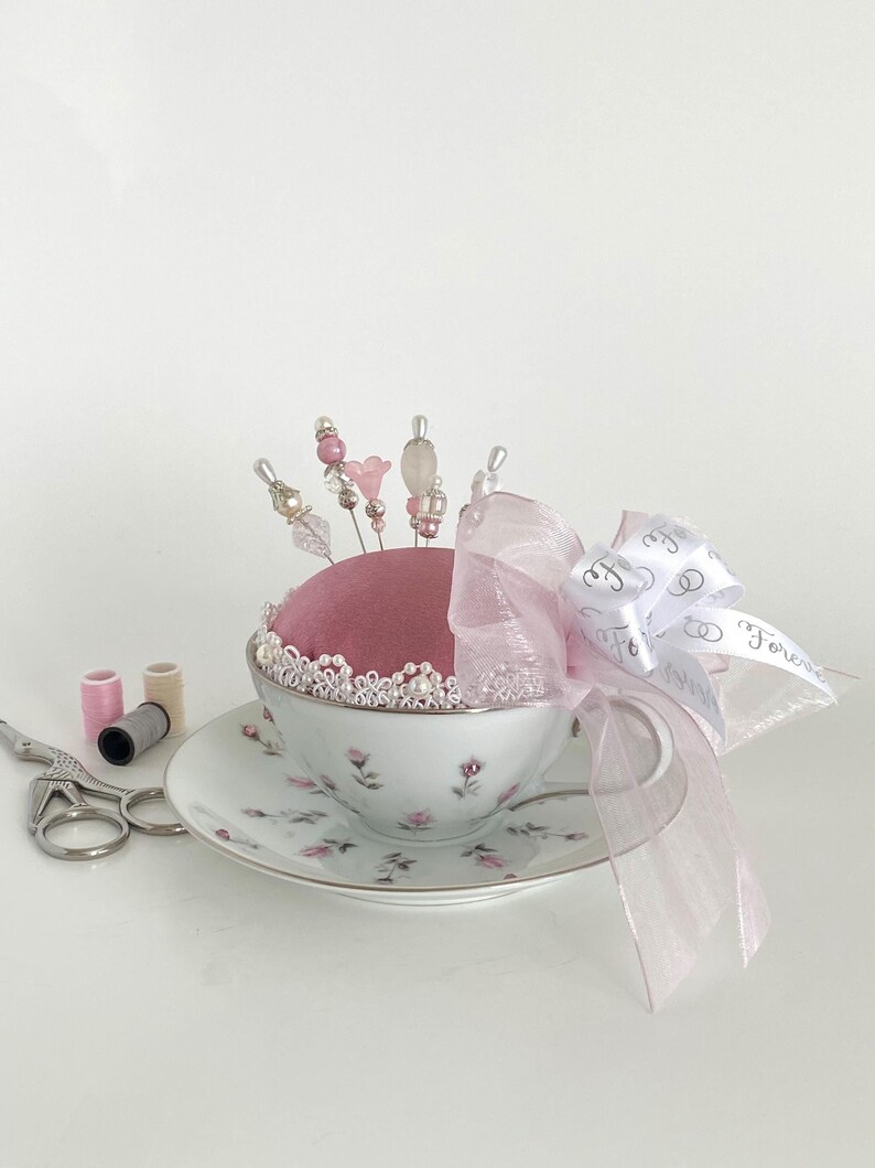 Upcycled Japanese Porcelain Teacup Pin Cushion, Unique Bride-to-be Gift ...