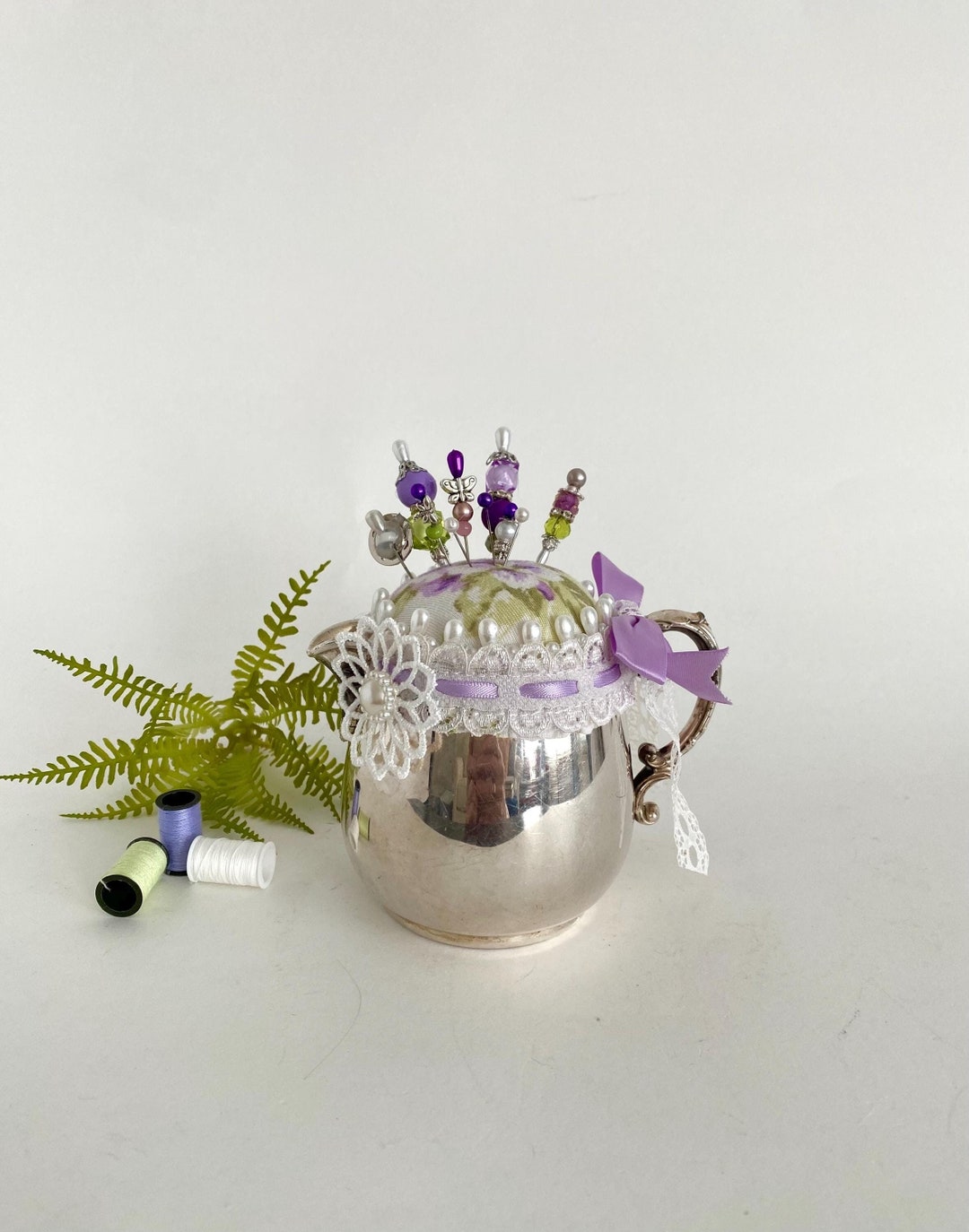 Decorative Pin Cushion | Handmade Lavender Sewing Pin Holder | Upcycled ...