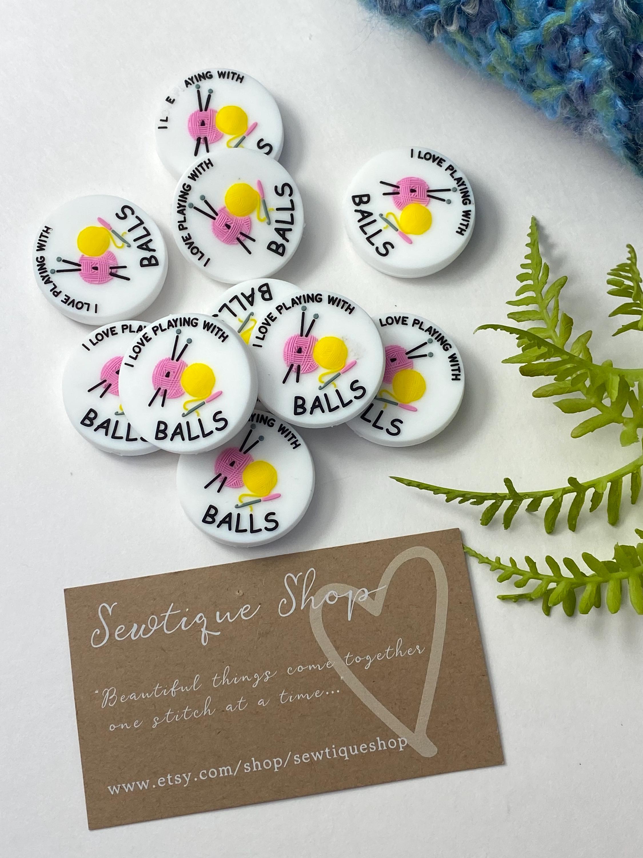 Funny Stitch Stoppers: "i Love Playing With Balls" Needle End Caps - Etsy