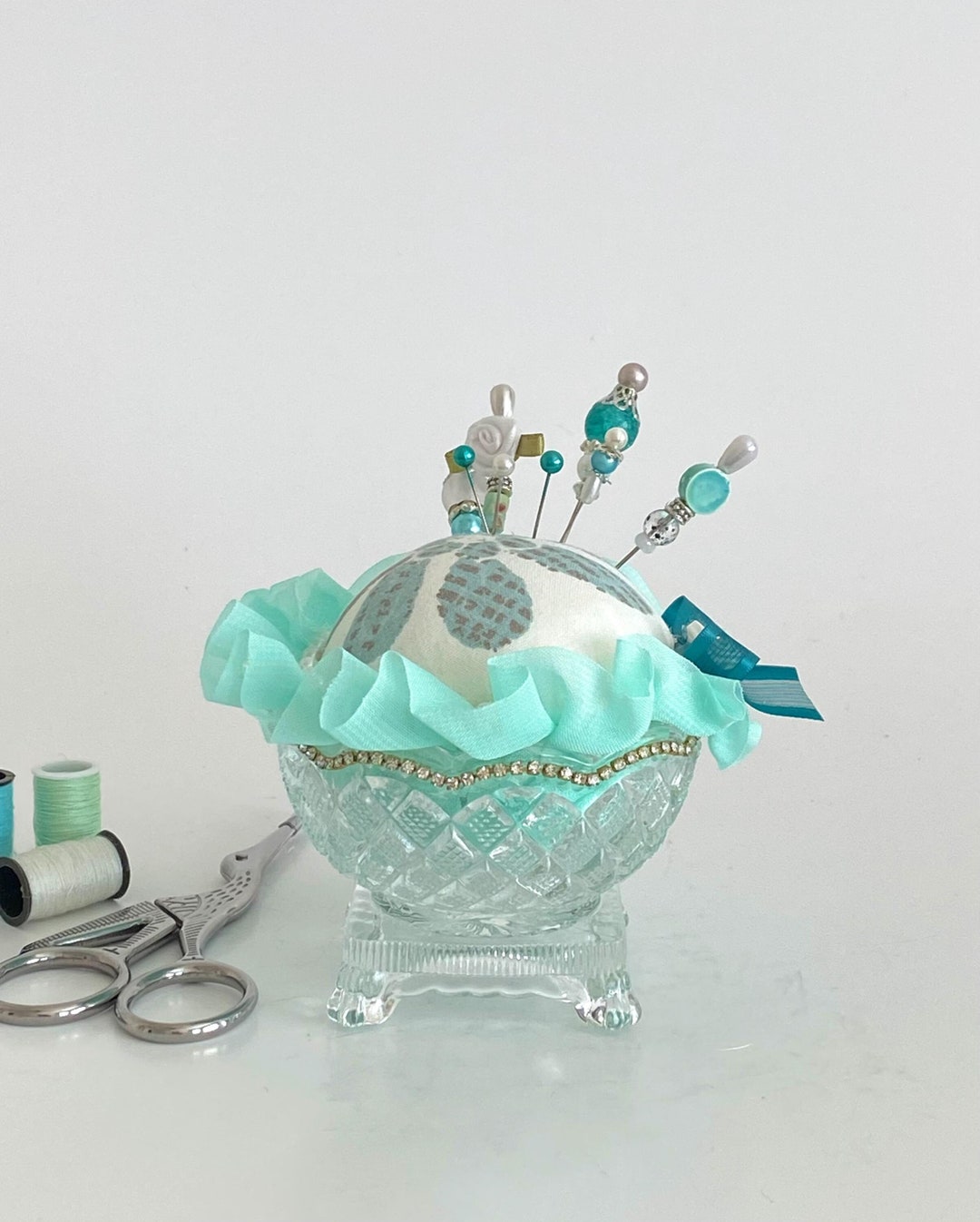 Glass Pin Cushion | Handmade Pin Cushion | Eco-friendly Sewing Notion ...