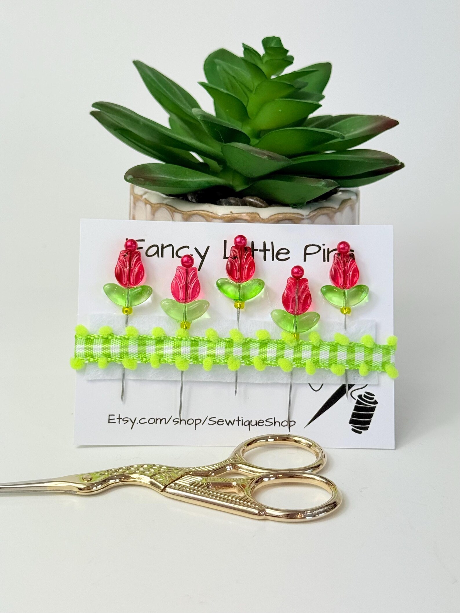 Tulip Flower Pins • Pink or Red Sewing Pins for Quilting, Crafting ...