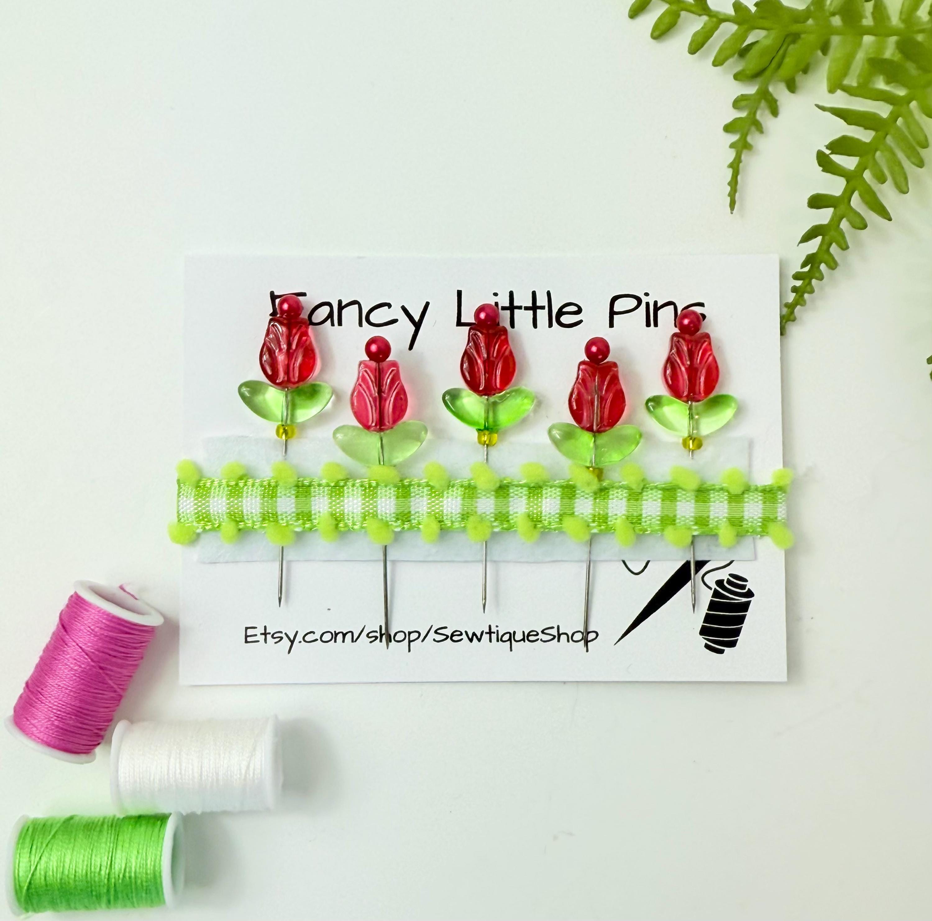 Tulip Flower Pins • Pink or Red Sewing Pins for Quilting, Crafting ...