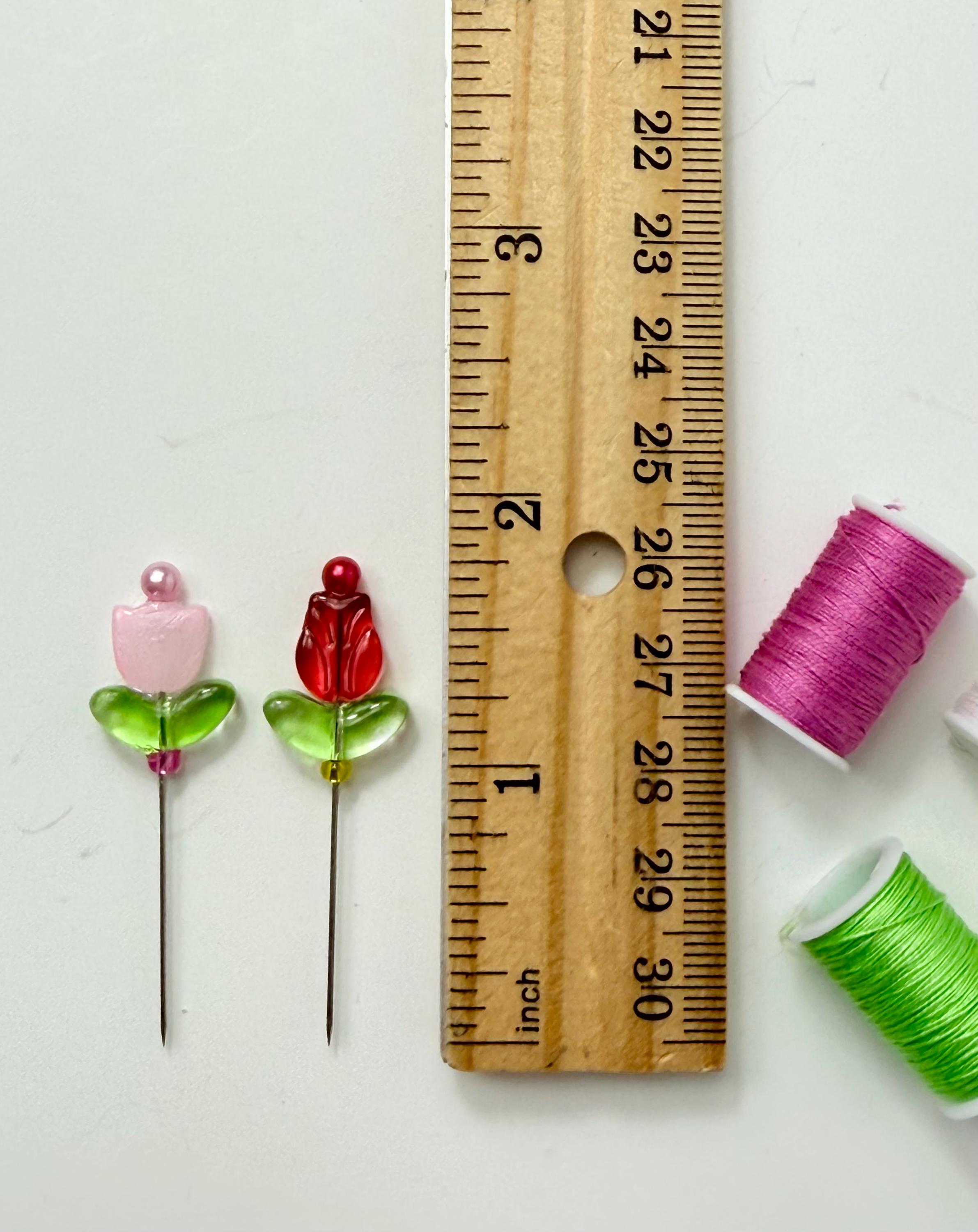 Tulip Flower Pins • Pink or Red Sewing Pins for Quilting, Crafting ...