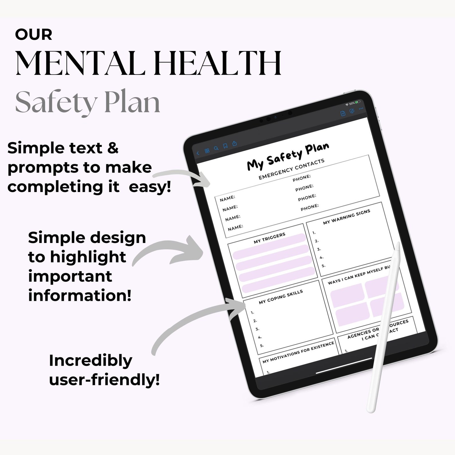 Mental Health Crisis Safety Plan - Digital Download | PDF Printable ...