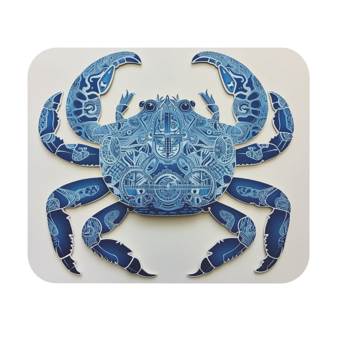 Blue Art Crab Mouse Pad - Etsy