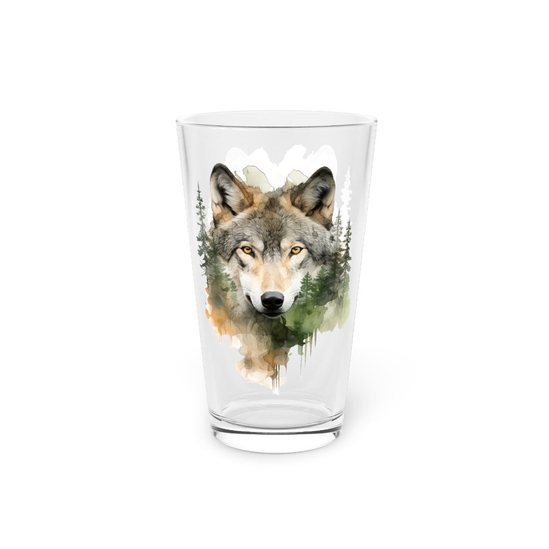 Wolf 16oz Pint Glass (two-sided Print) - Etsy