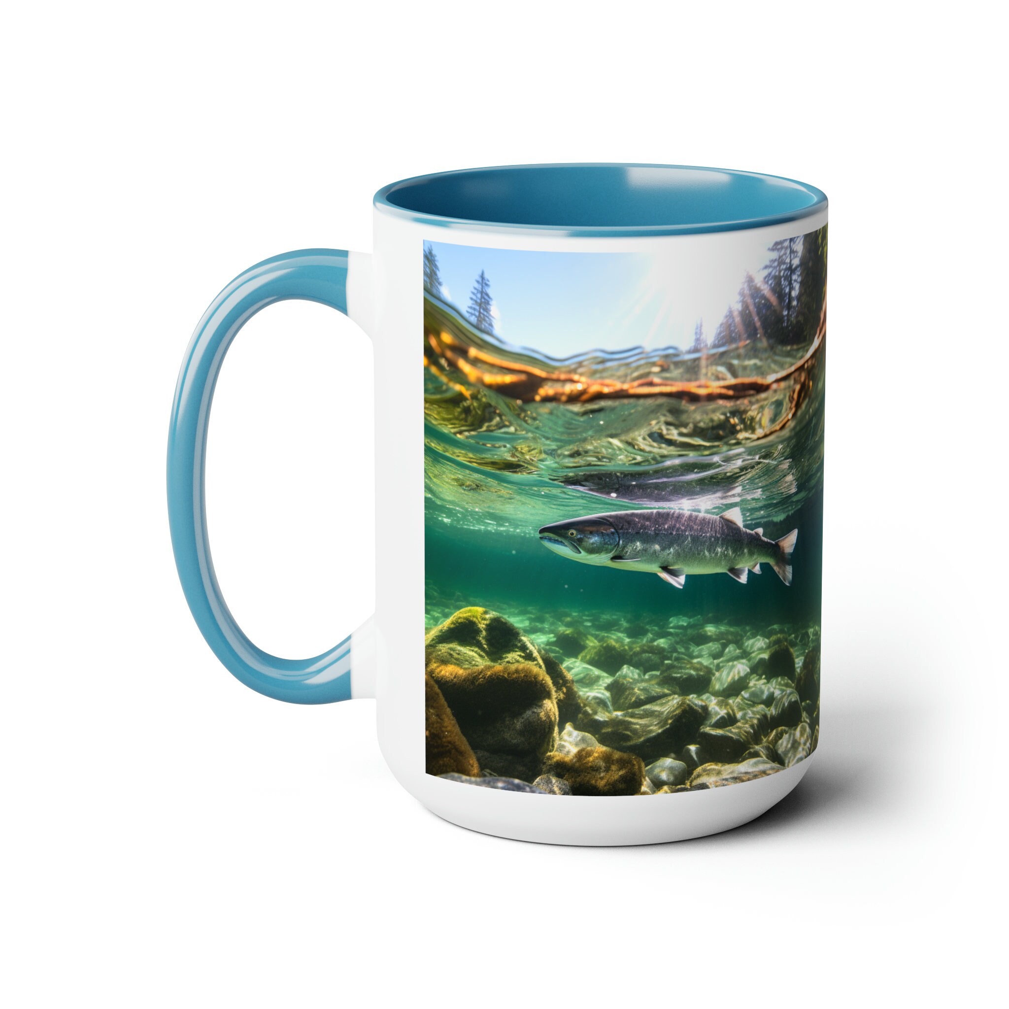 Salmon in the River Two-tone Coffee Mugs, 15oz - Etsy