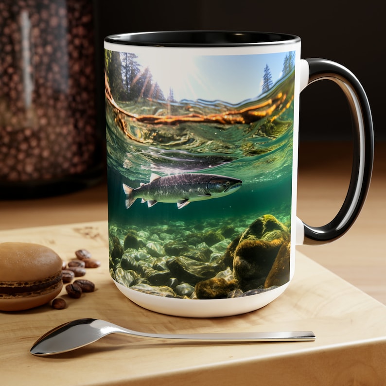 Salmon in the River Two-tone Coffee Mugs, 15oz - Etsy