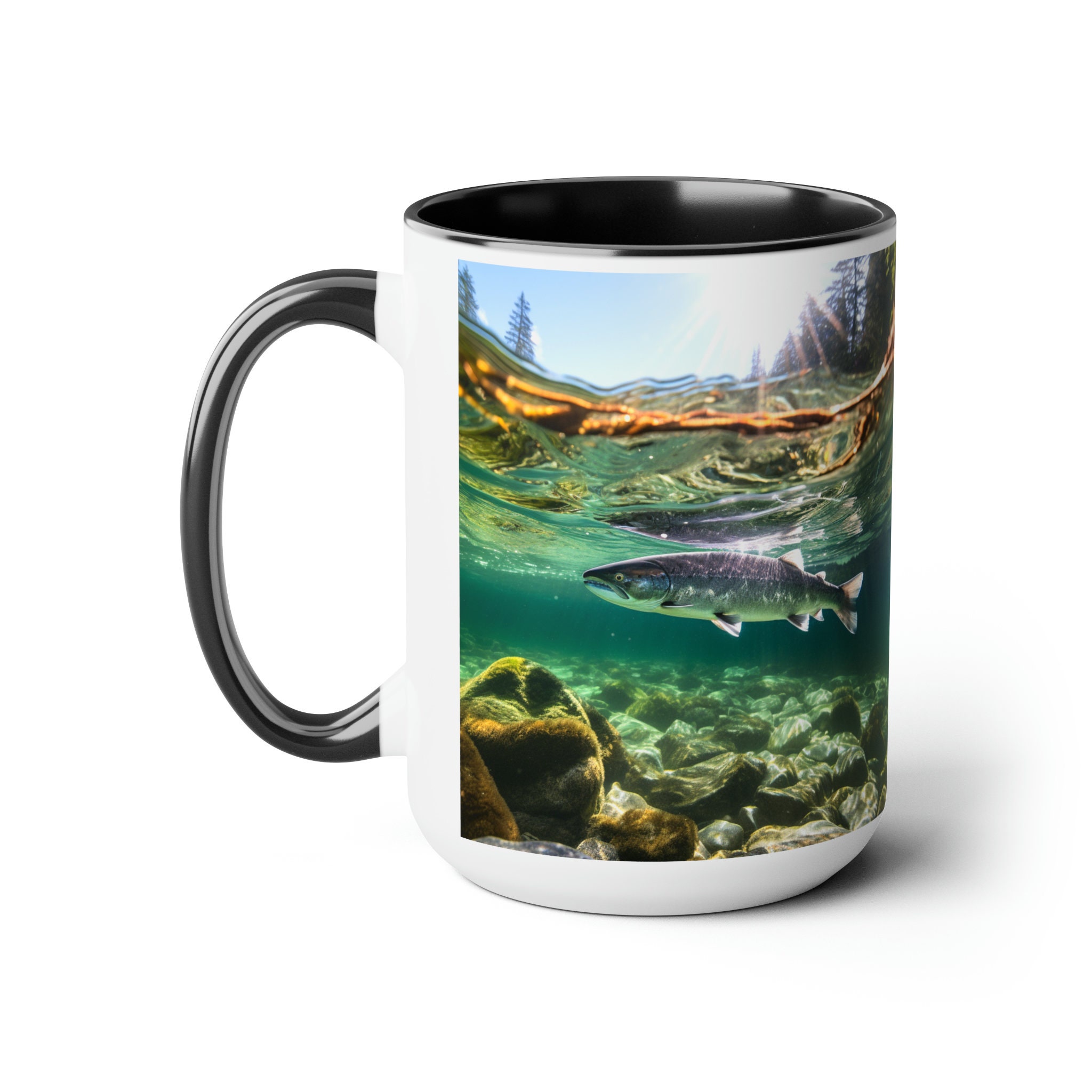 Salmon in the River Two-tone Coffee Mugs, 15oz - Etsy