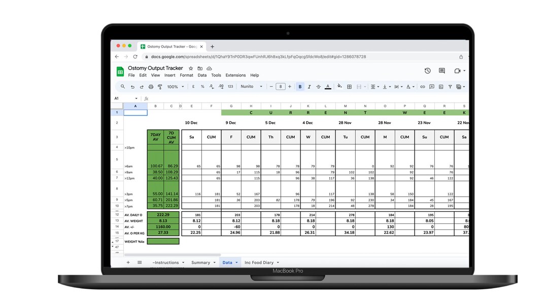 Infant Ostomy Output Tracker Googlesheet and Excel Template - Etsy