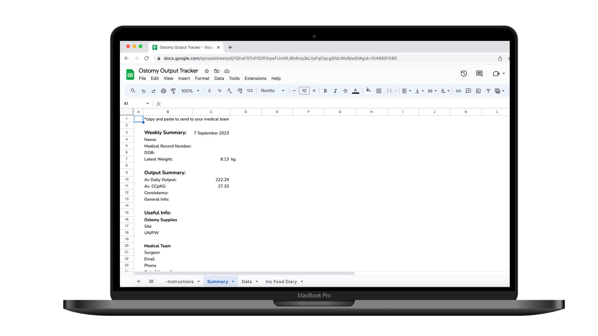 Infant Ostomy Output Tracker Googlesheet and Excel Template - Etsy