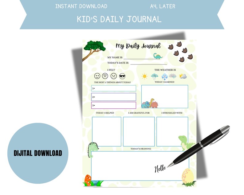 Kids Daily Journal Printable Journal for Kids Diary for Children Kids ...