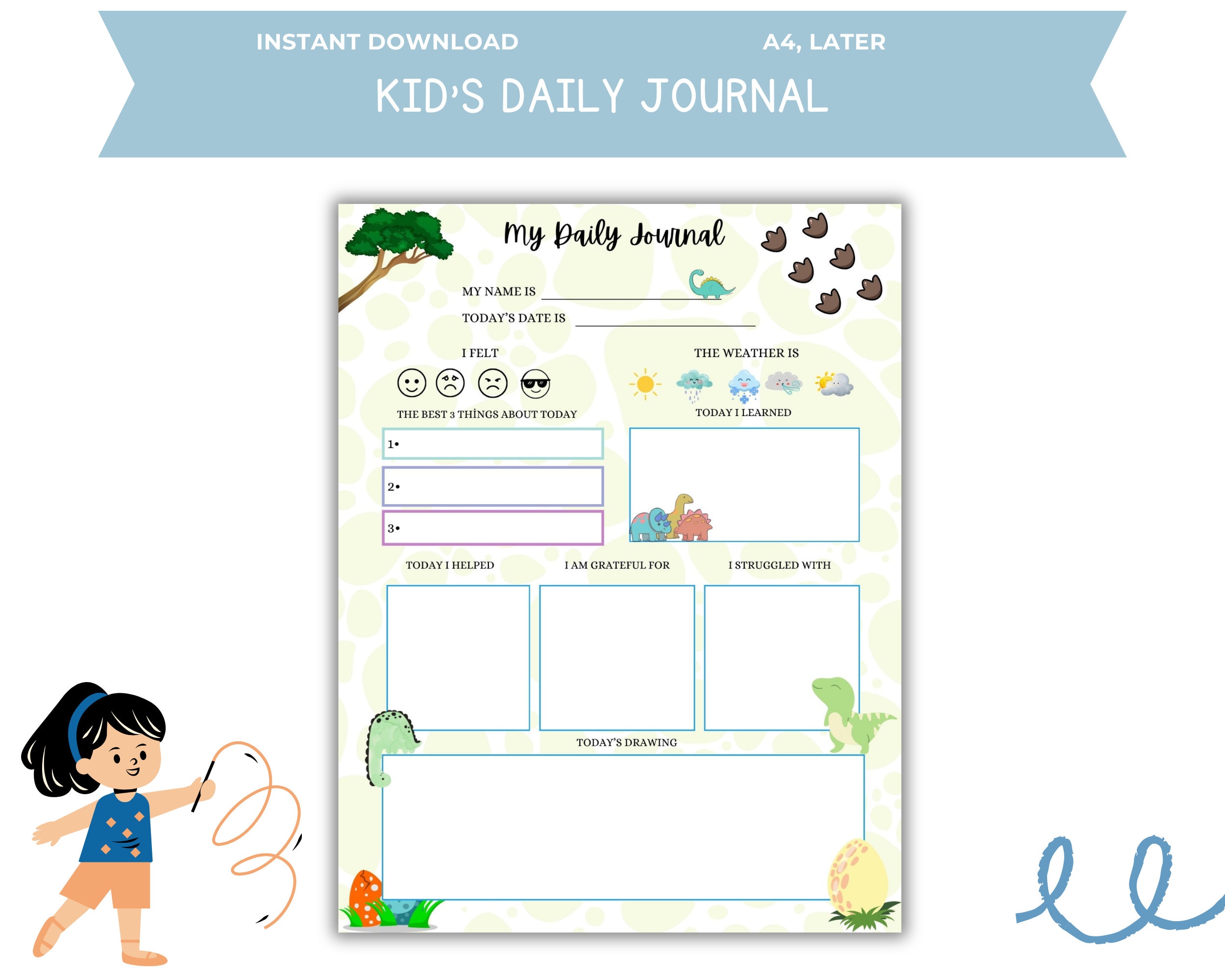 Kids Daily Journal Printable Journal for Kids Diary for Children Kids ...