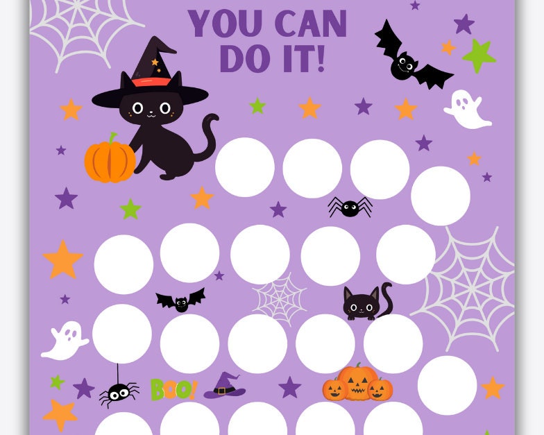 Halloween Cat Reward Chart: Spooky Kids Printable (PDF) - Etsy