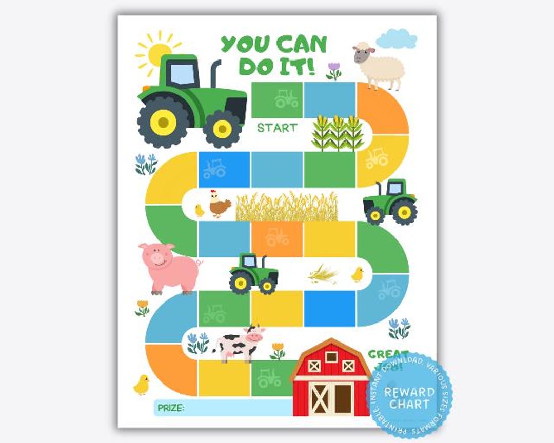 Tractor Reward Chart for Boys, Printable Sticker Chart, Farm Theme ...