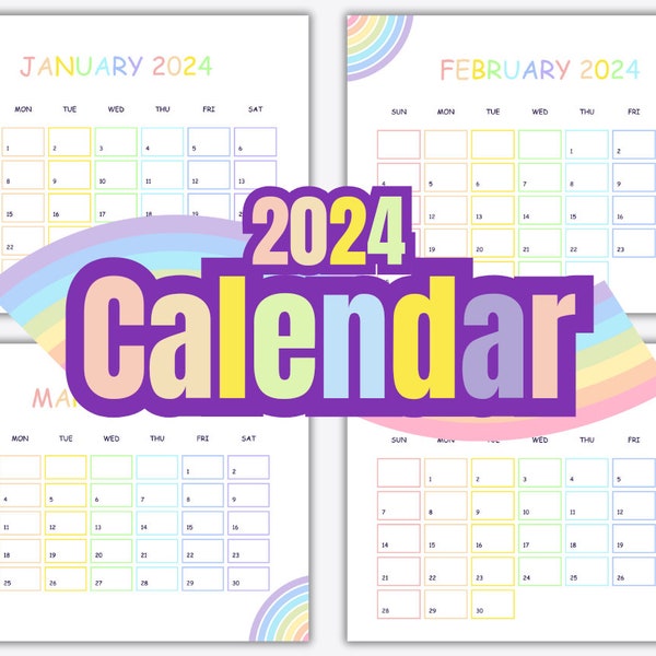 Colorful Calendar - Etsy