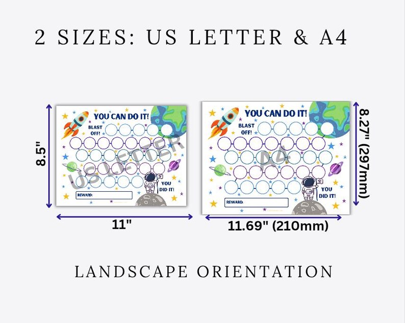 Printable Outer Space Reward Chart for Kids, Potty Training Chart for ...