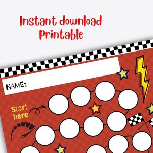 Racecar Reward Chart: Printable, Sticker Chart, Potty Training ...