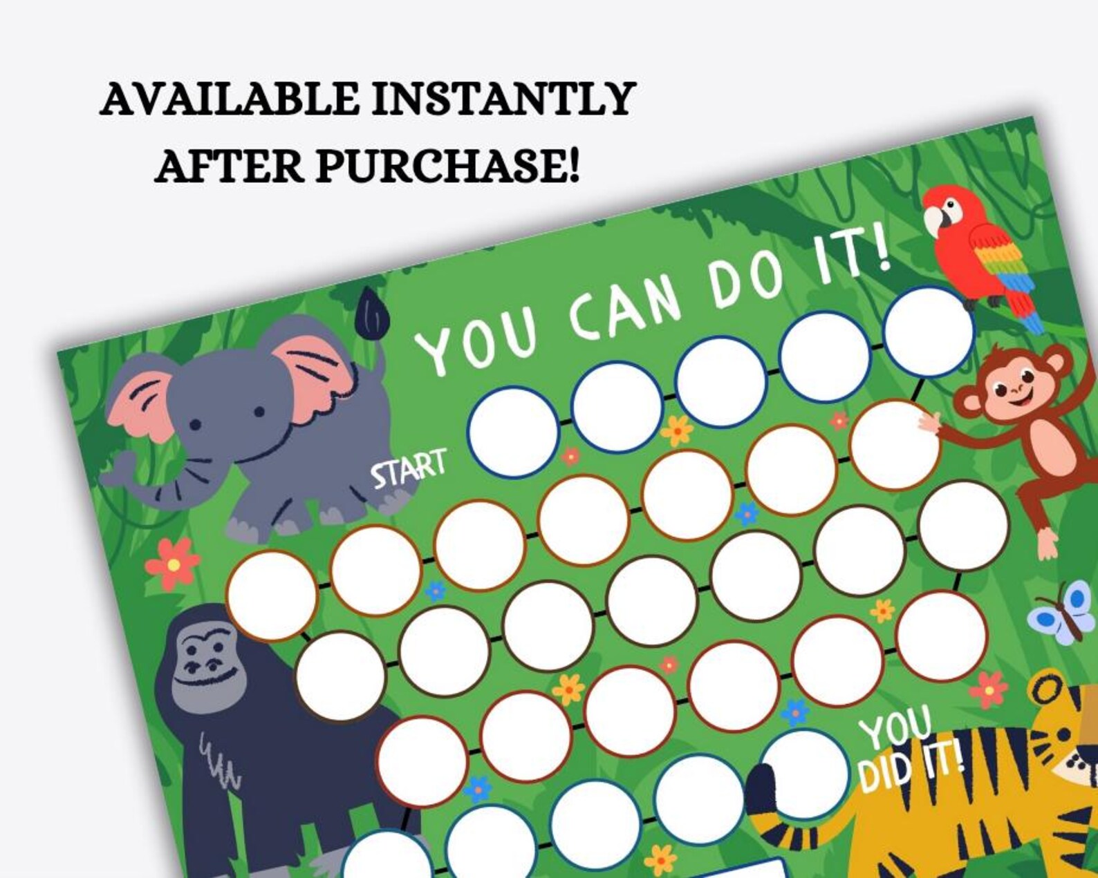 Printable Jungle Animal Reward Chart: Kids' Behavior Tracker (PDF) - Etsy