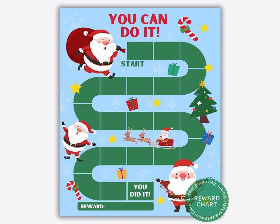 Christmas Reward Chart for Kids, Santa Reward Chart, Santa Sticker ...