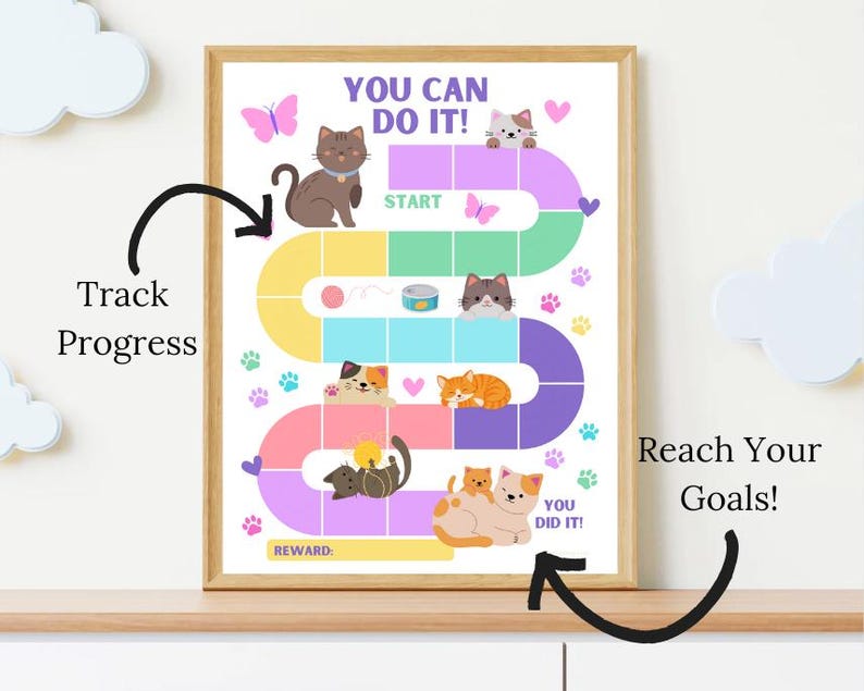 Kitty Cat Reward Chart: Kids Behavior, Potty Training (PDF, JPG, PNG ...